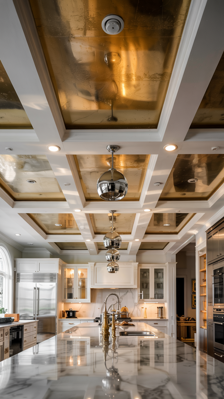 17 Luxury Kitchen Ceilings With Coffered or Metallic Finishes - CarAudience